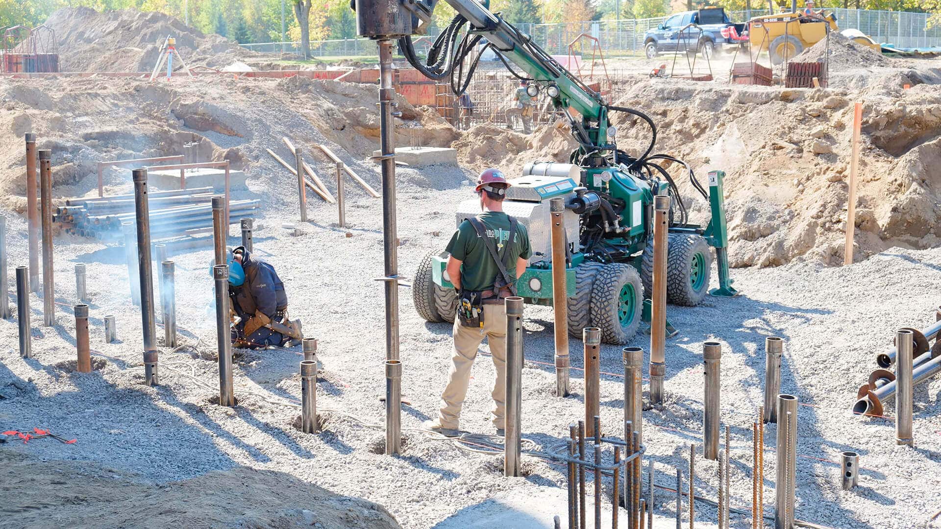 Helical Piers New Construction | Screw Piles | Techno Metal Post