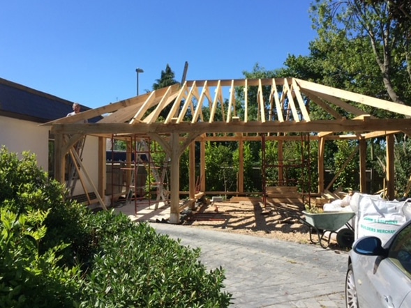 Self-Build Oak Wood Carport - Techno Pieux